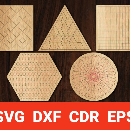 Puzzles Ornament Svg Circle Square Triangle Pentagon Laser - Etsy