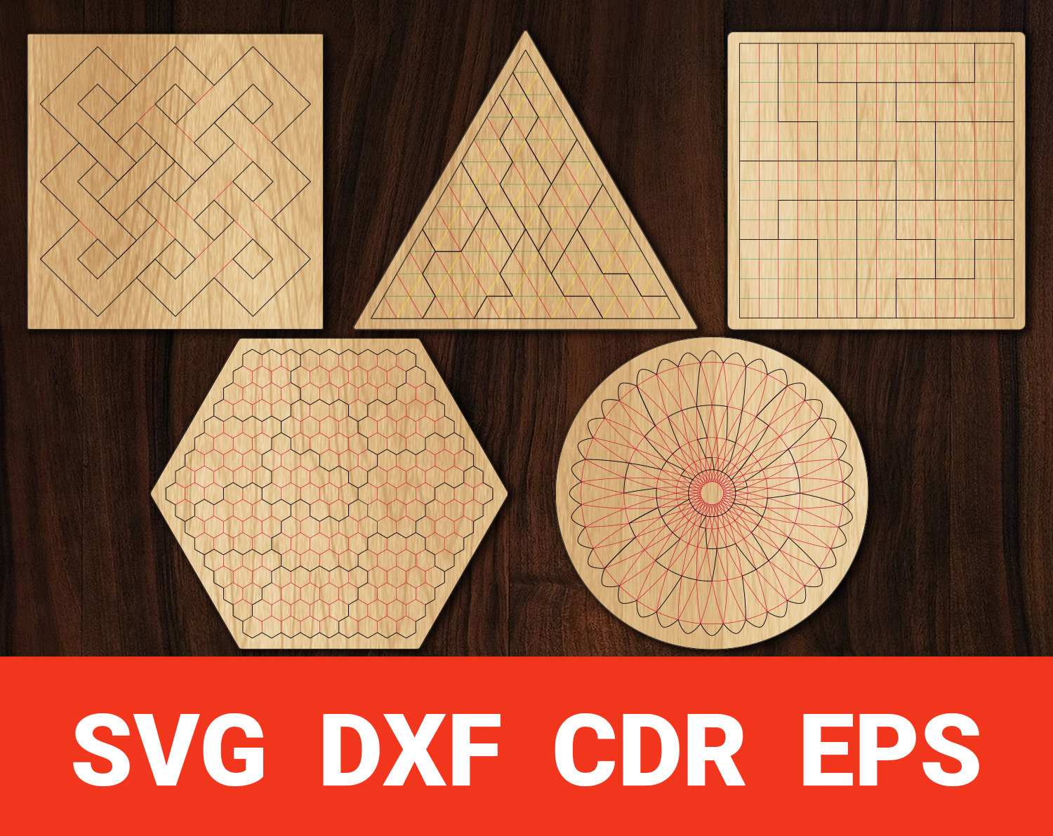 Puzzles Ornament Svg Circle Square Triangle Pentagon Laser - Etsy