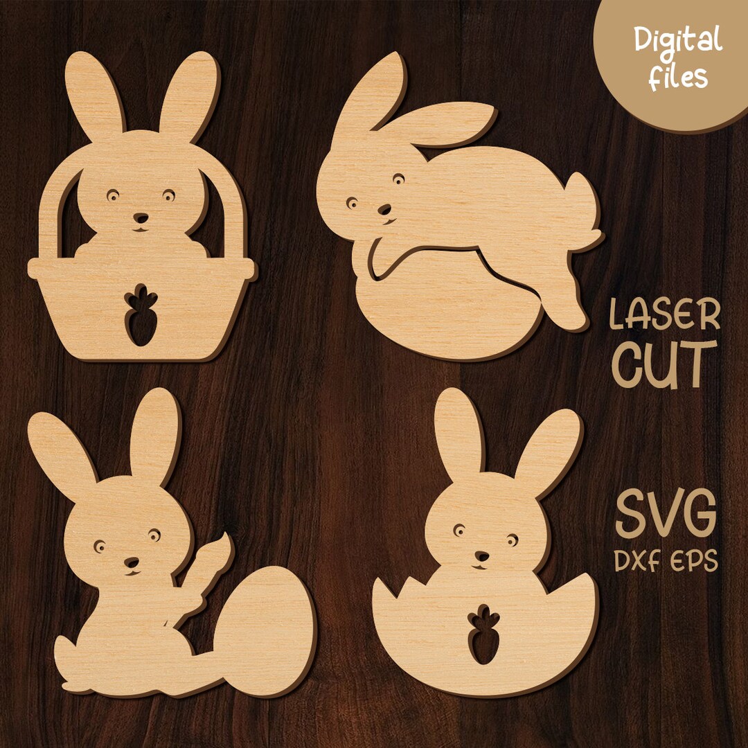 Easter Bunny Svg Laser Cut Vector File, Cricut Wood Easter DXF, Laser ...