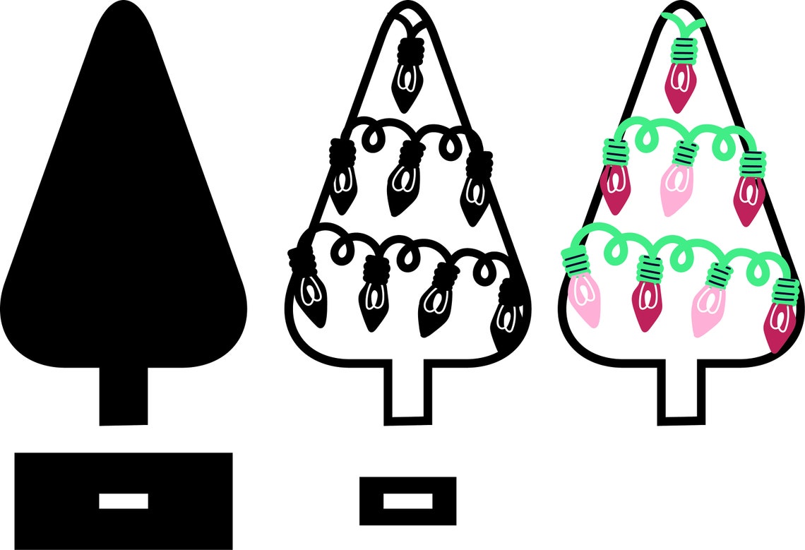 Decorative Christmas Trees With Stand SVG Set Garland - Etsy