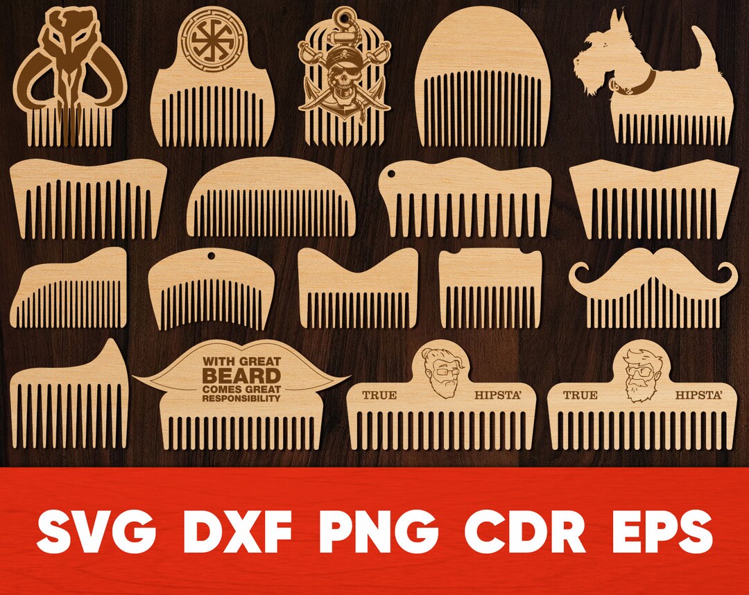 Beard Wooden Comb SVG, Silhouette for Laser Cnc Cutting Men Gift ...