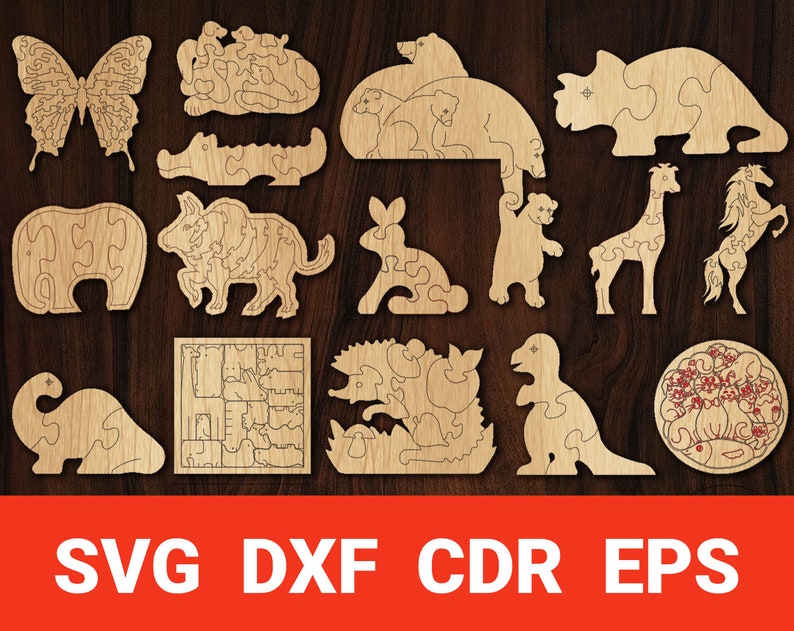 Puzzle Animal Bundle Svg Stencil for Laser Cut Cnc Machines - Etsy