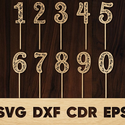 Cake Topper Svg Set of 10 Numbers Digital File Instant | Etsy
