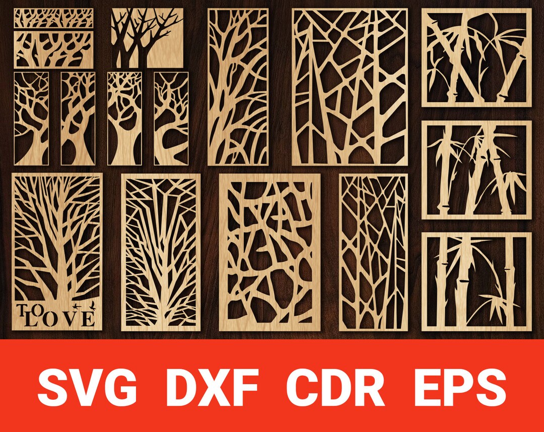 Tree Wall Decoration Svg, Leaf Panel Pattern, Decorative Room Divider ...