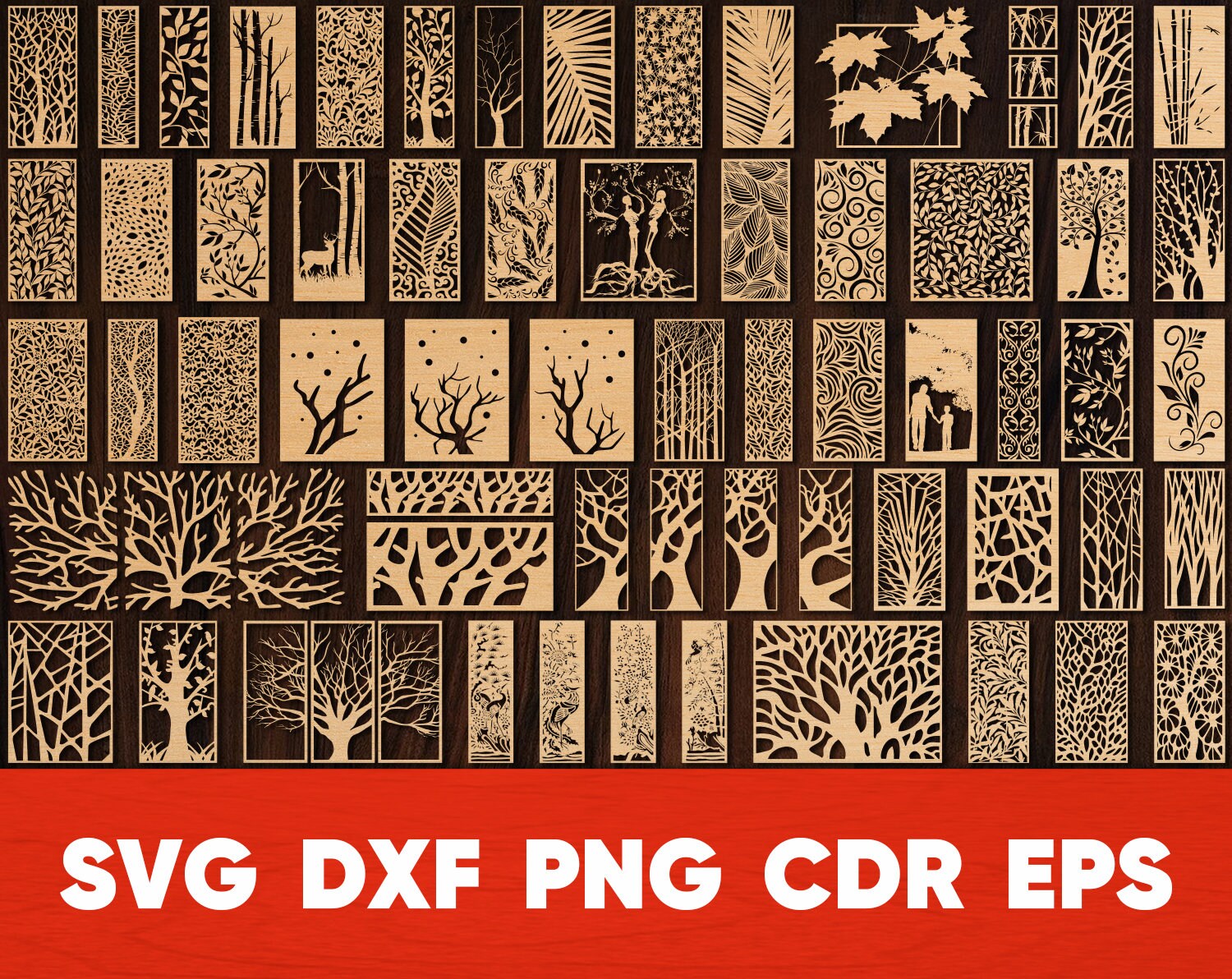 Decorative Tree panel DXF Set Screen Partitions Room Divider | Etsy