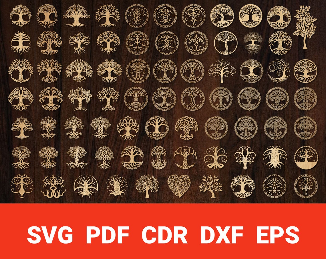 Celtic Trees Svg Vector Decorative Ornament Laser Cut Tree - Etsy