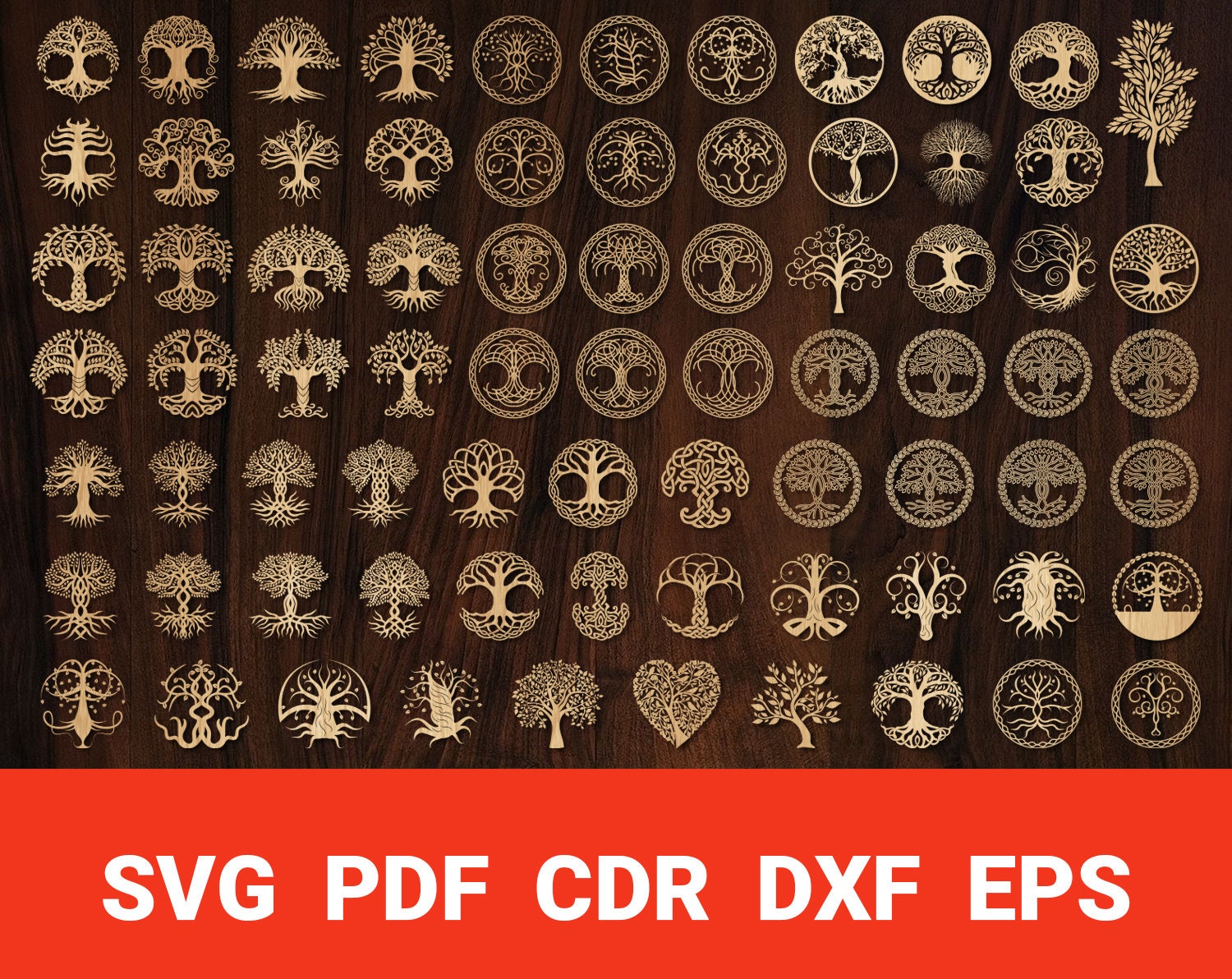 Celtic Trees Svg Vector Decorative Ornament Laser Cut Tree - Etsy