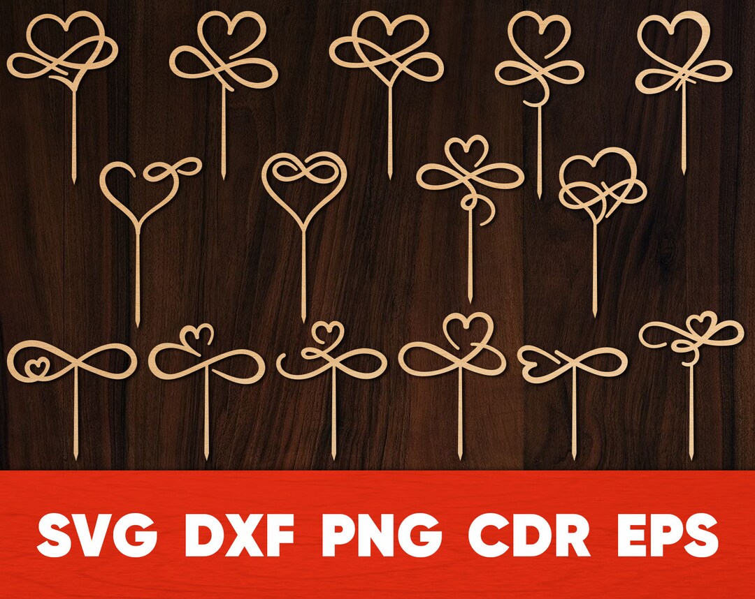 Wedding Cake Topper Svg Heart and Love Wedding Party Decoration Cricut ...