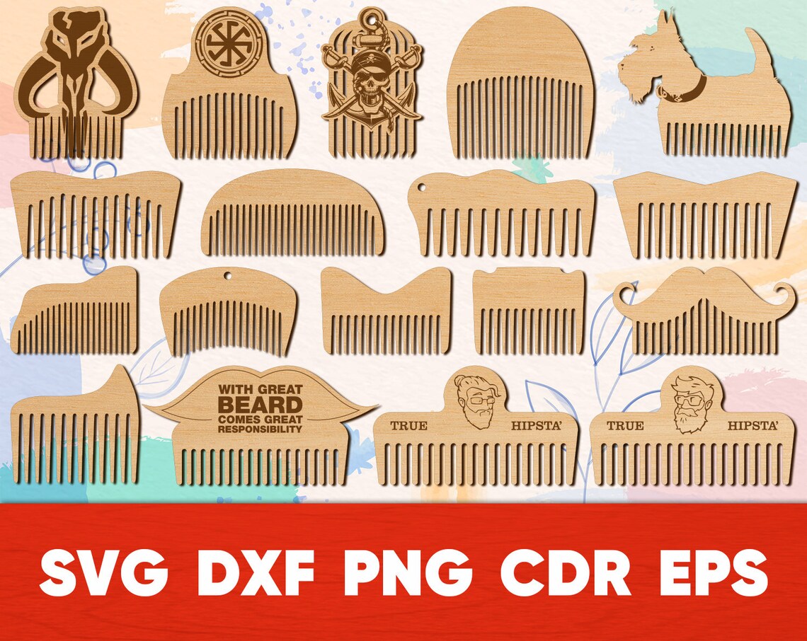 Beard Wooden Comb SVG Silhouette for Laser Cnc Cutting Men | Etsy