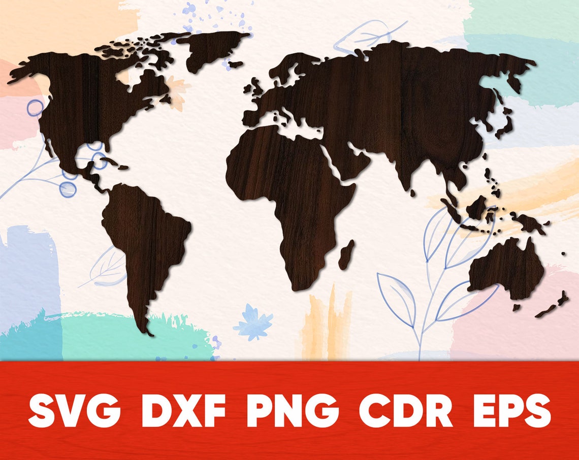 World Map Svg File for Cricut Laser Cut Template Dxf - Etsy Canada