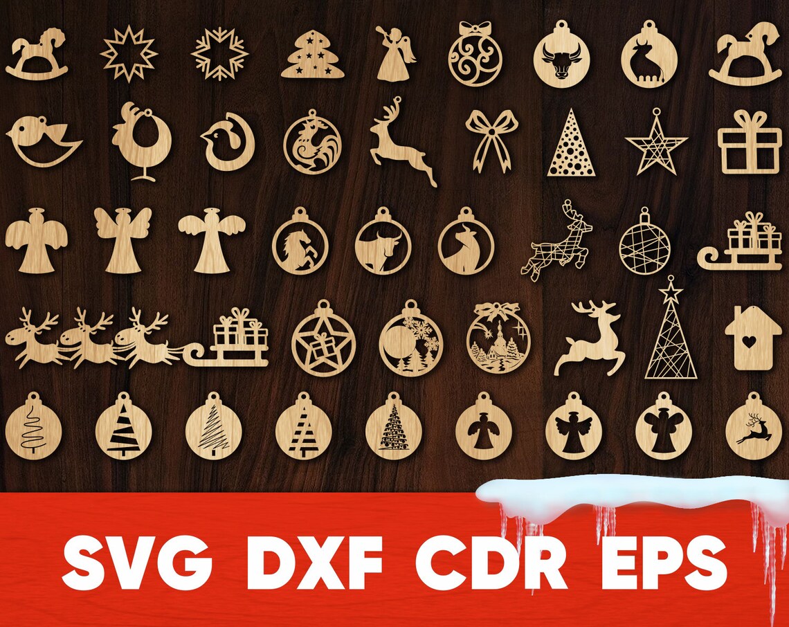 Christmas Decorations SVG Cut Files Wood Balls Vector - Etsy