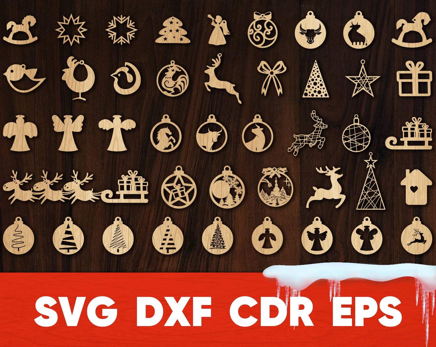 Christmas Decorations SVG Cut Files Wood Balls Vector | Etsy