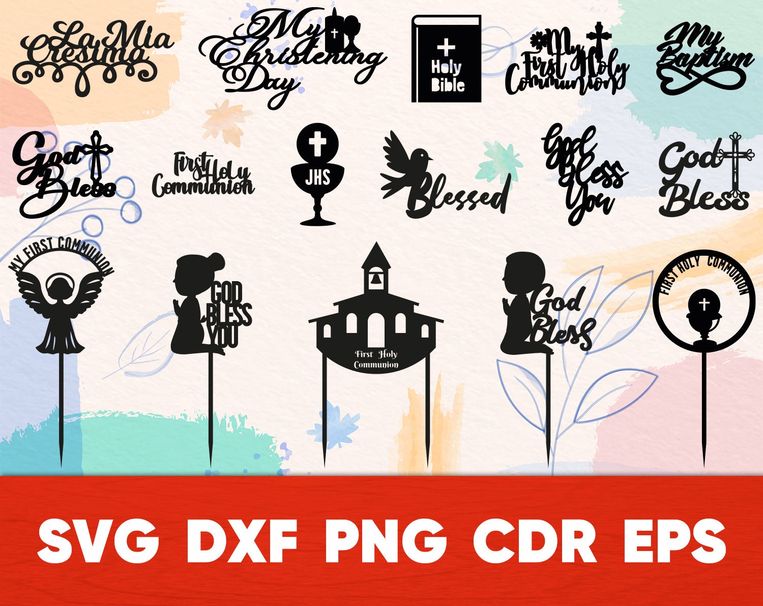 Topper topper de primera comunión svg Dios te bendiga png | Etsy