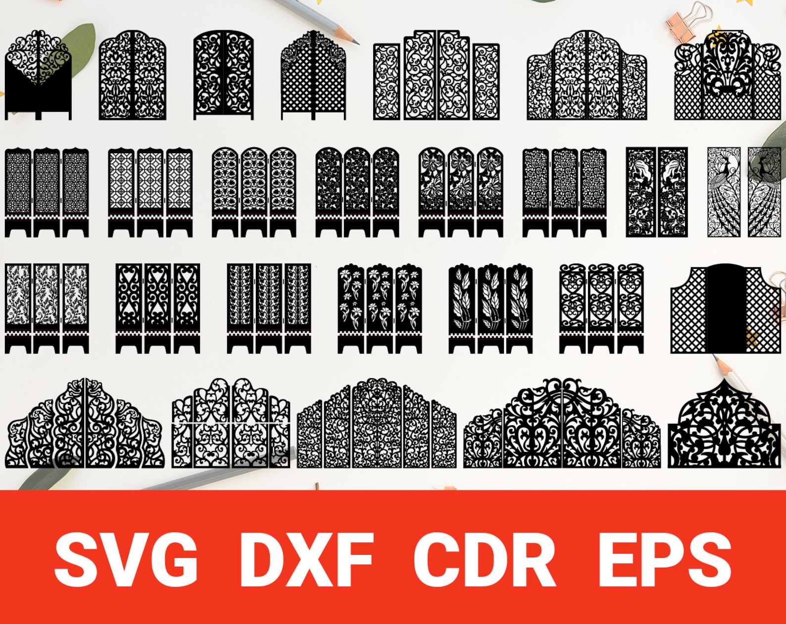 Decorative Screen Pattern Svg Lattice Screen Vector Gate Fold Laser Cut ...