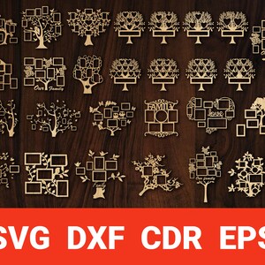 Family Tree Big Set Photo Frames svg Silhouette Clipart | Etsy