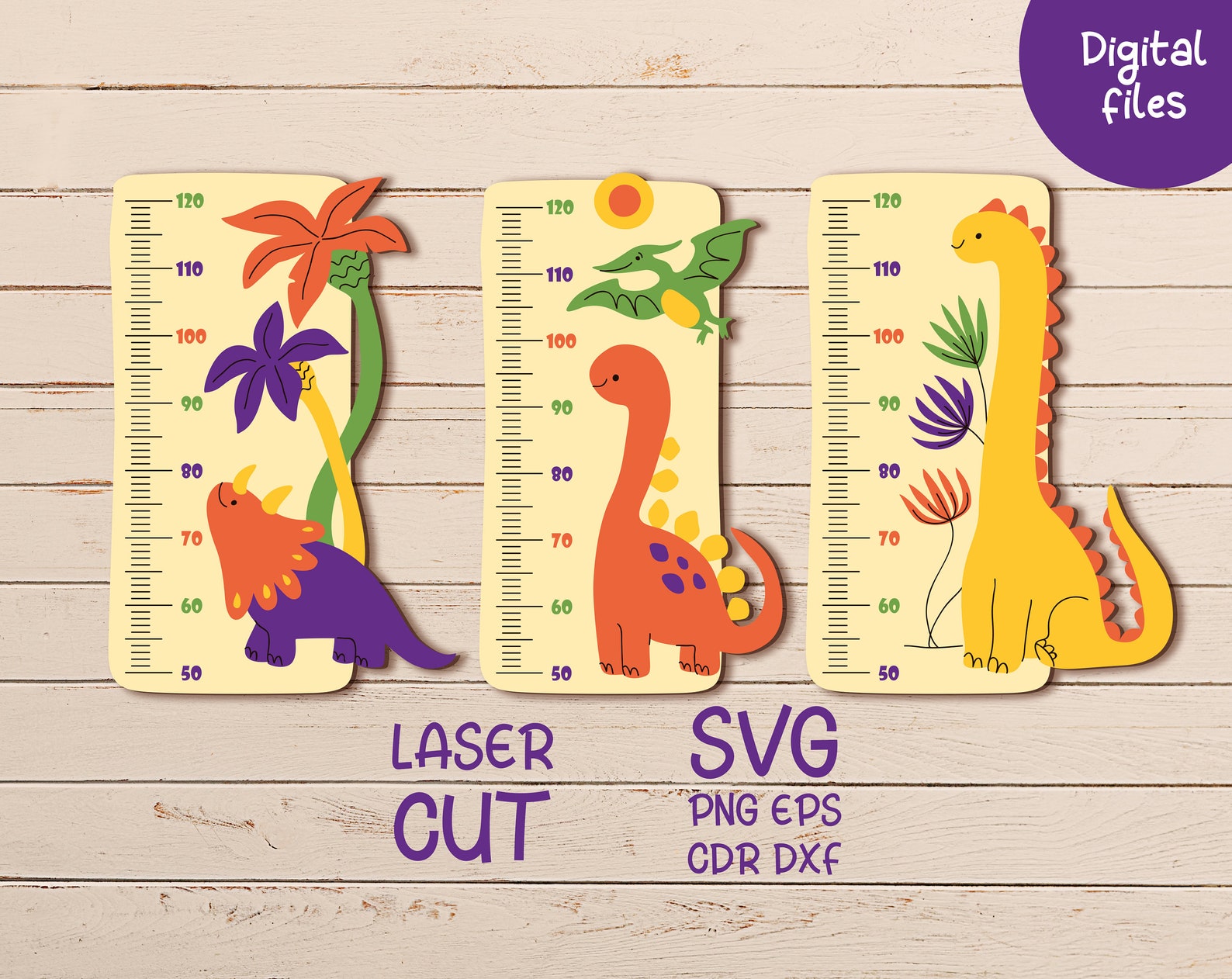 Laser Cut Growth Chart Ruler SVG: Dinosaur Decor (digital Files) - Etsy ...