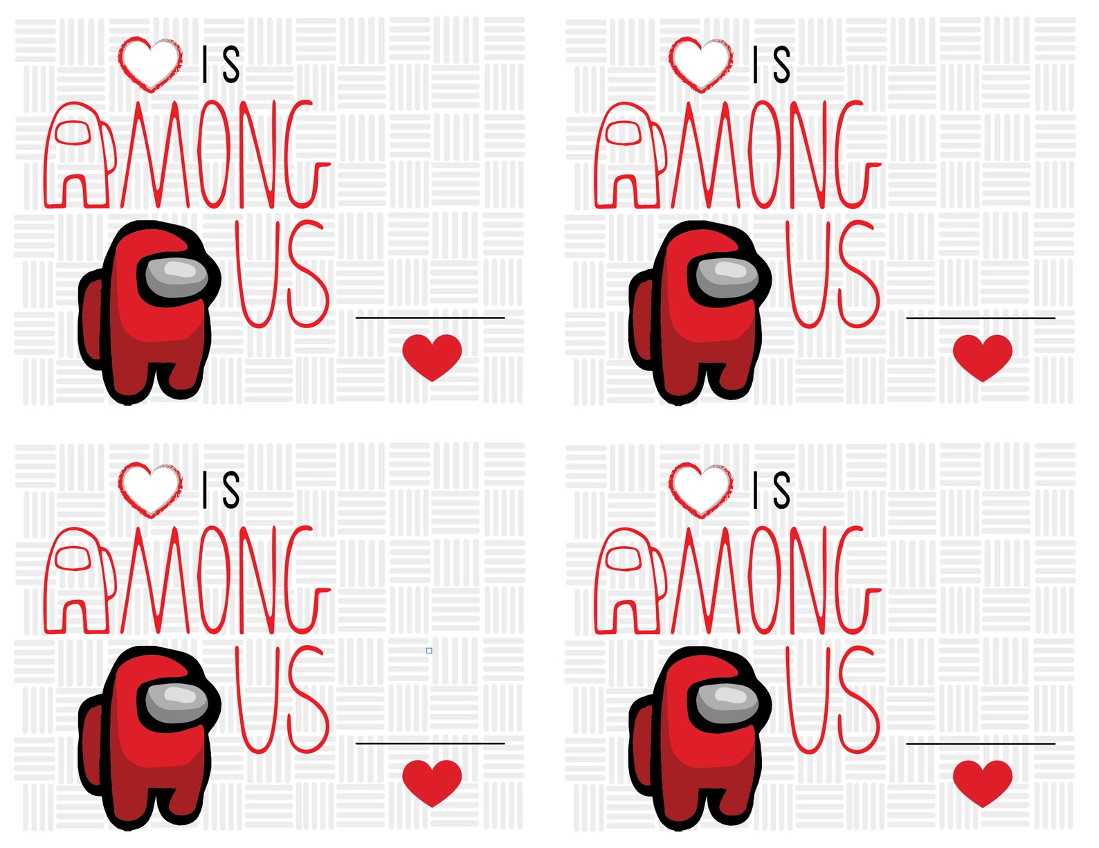 Among Us Valentines Day Cards: Kids Classroom Valentines (digital File ...