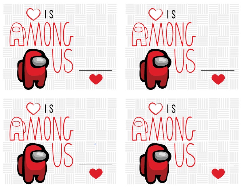 Among Us Valentines Day Cards: Kids Classroom Valentines (digital File ...