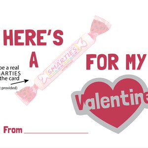 Kids Valentine's Day Cards - Smarties Candy, Classroom Valentines ...