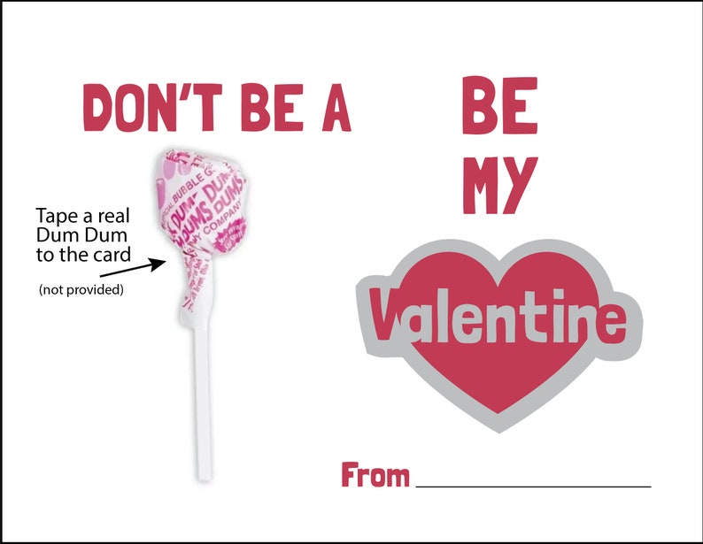 Kid's Valentine's Day Cards - Just Add Candy; Dum Dums Lollipop ...