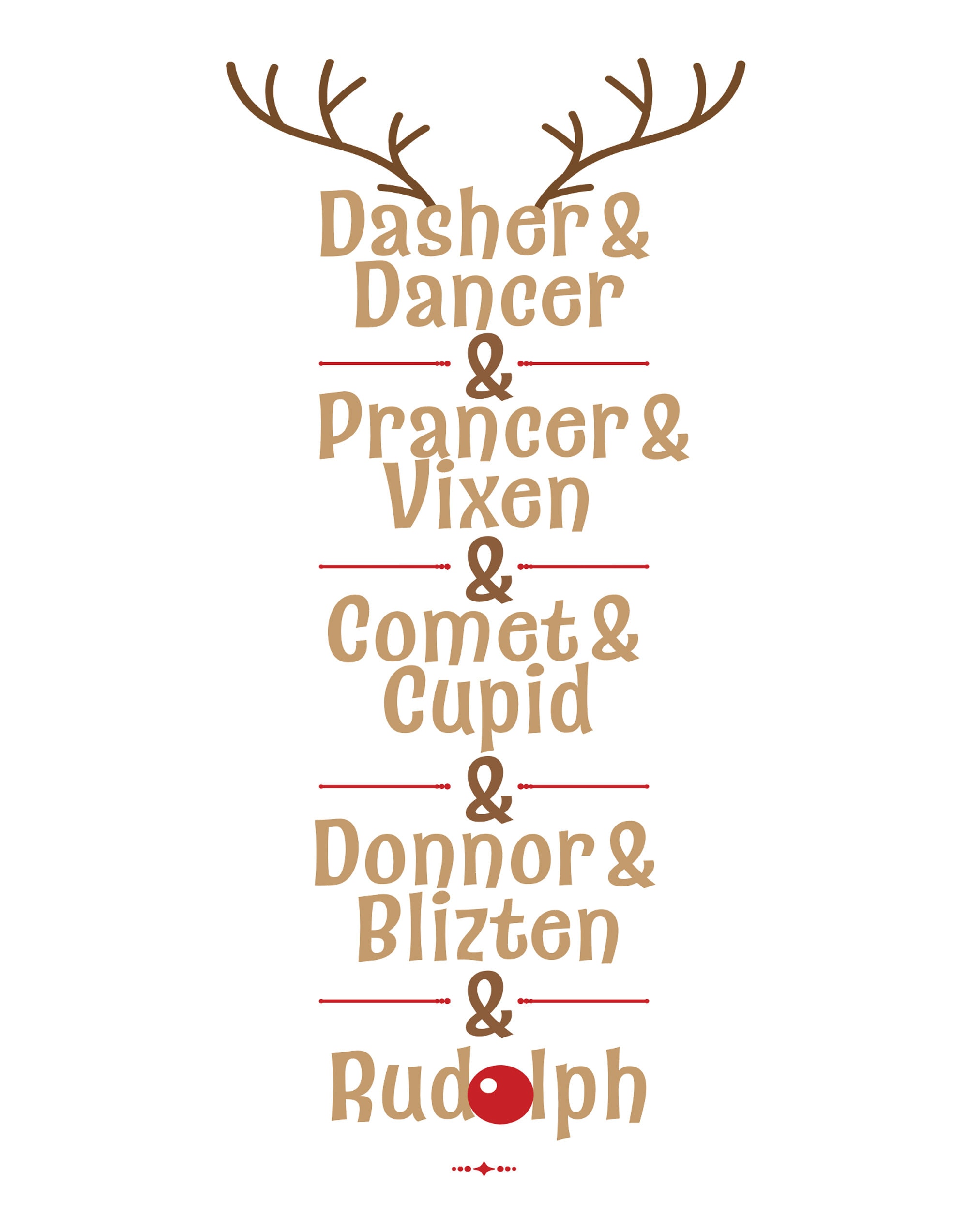 Rudolph the Red-nosed Reindeer, Reindeer Names, Dasher, Dancer, Prancer ...