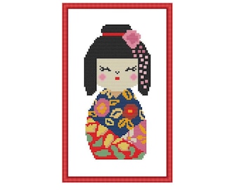 Geisha cross stitch | Etsy