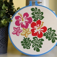 Hibiscus Cross Stitch Pattern - Hibiscus Flower Embroidery Pattern ...