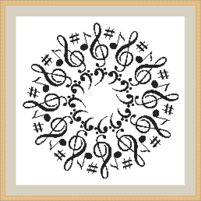 Music Notes Mandala Cross Stitch Pattern: Beginner Valentine Gift (PDF ...