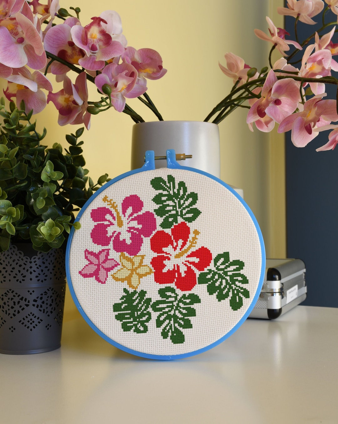 Hibiscus Cross Stitch Pattern, Simple Flower Cross Stitch, Tropical ...
