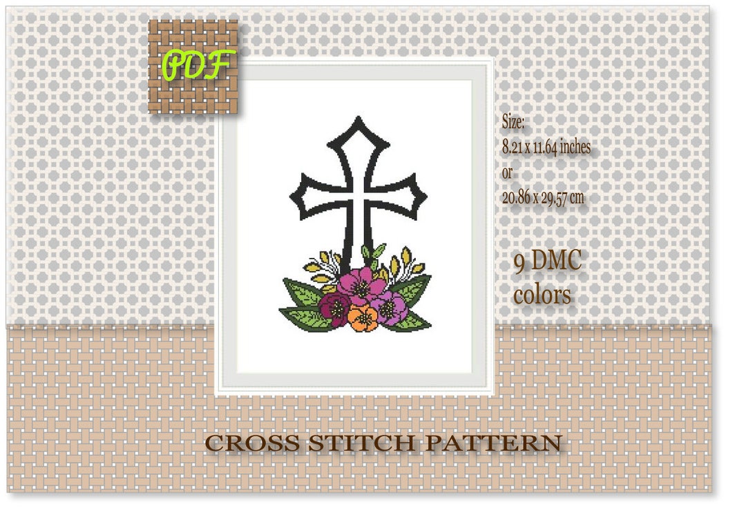 Memorial Cross Stitch Crucifix Cross Embroidery for Remembering Loved ...