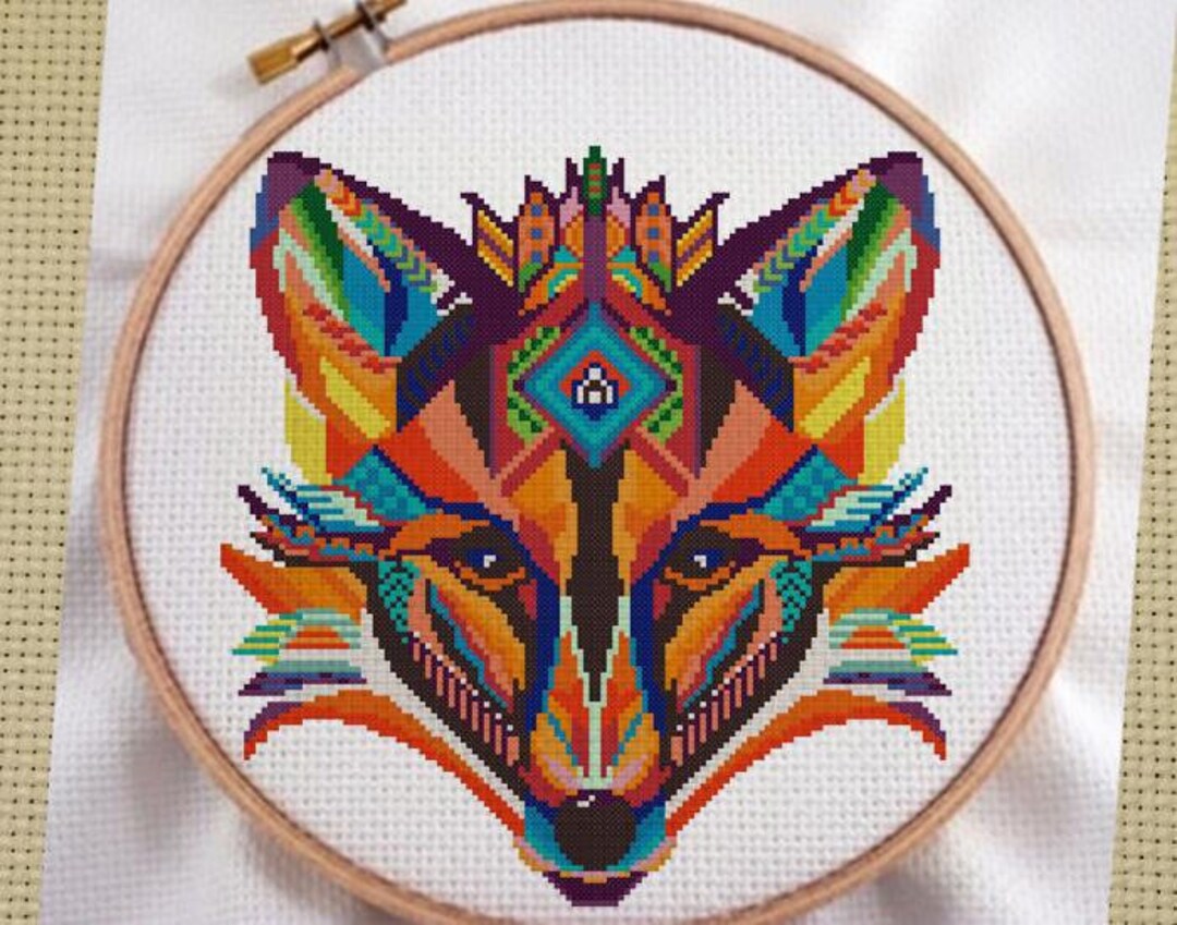 Fox Head Mandala Cross Stitch Pattern, Woodland Embroidery (PDF Pattern ...
