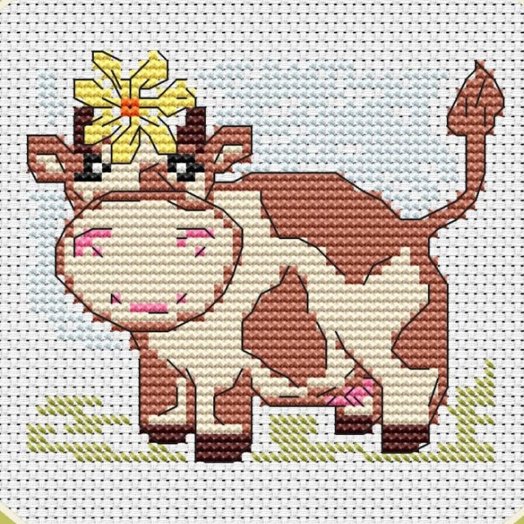Adorable Baby Cow Cross Stitch Pattern for DIY Nursery - Etsy