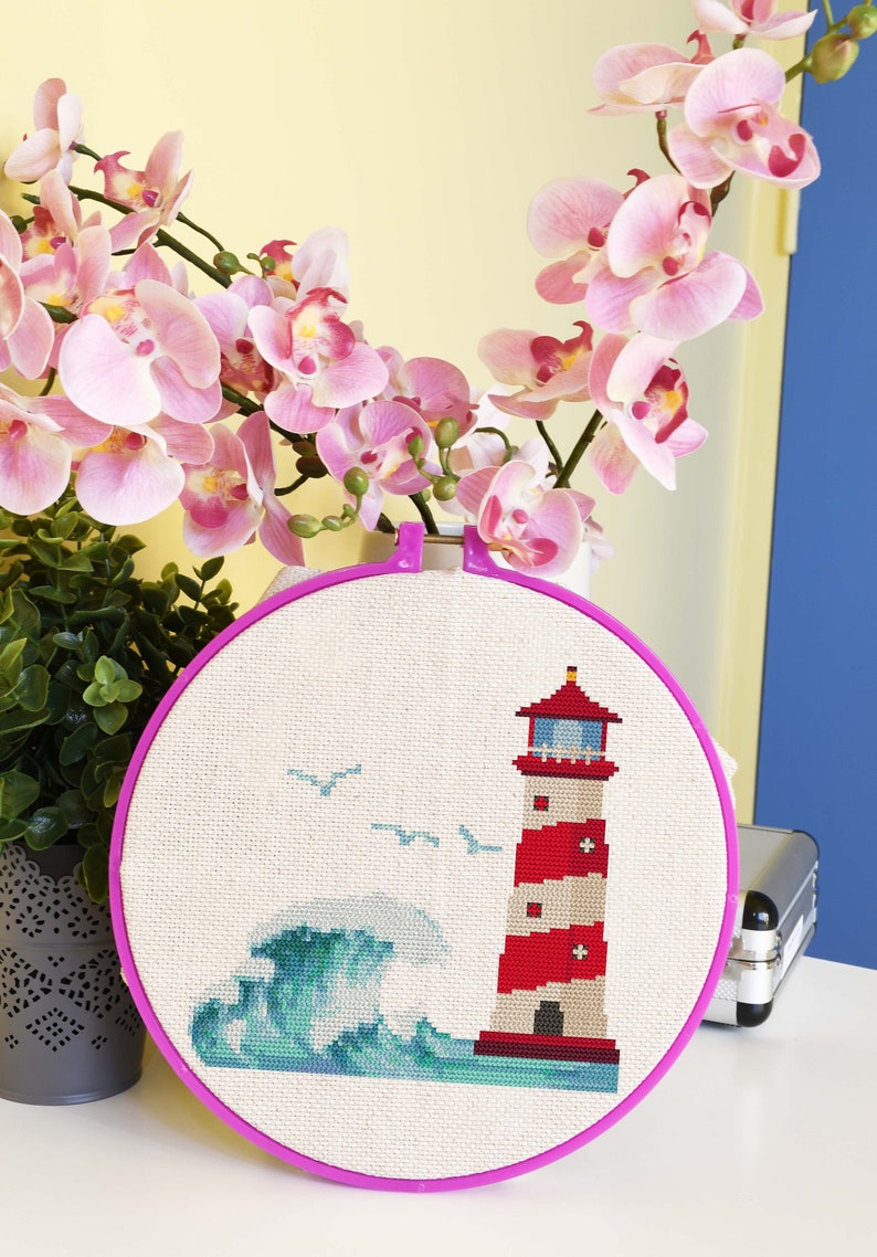 Lighthouse Cross Stitch Pattern, Landscape Cross Stitch, Lighthouse ...