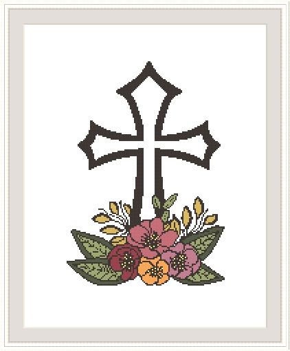 Memorial Cross Stitch Crucifix Cross Embroidery for Remembering Loved ...
