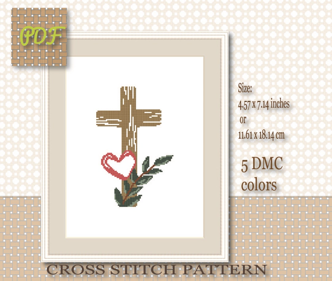 Religious Cross Stitch Christian Pattern With Flowers Embroidery for Baptism or Passing PDF - Etsy