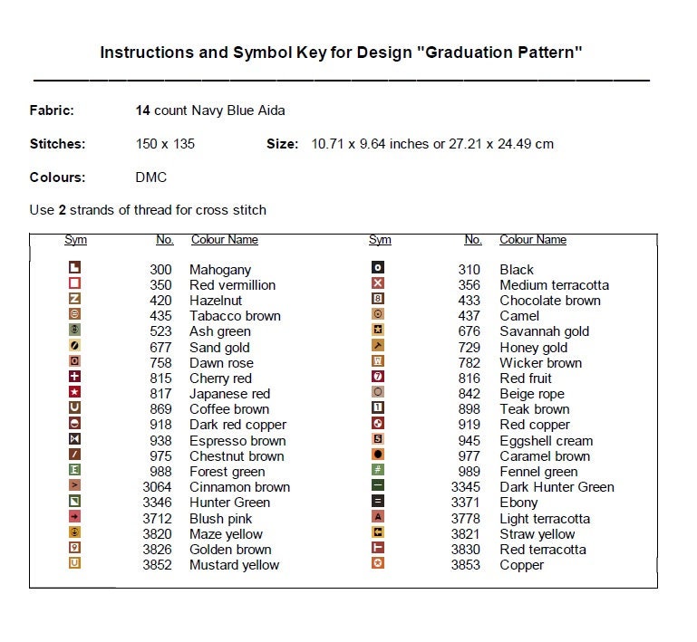 Graduation Cross Stitch Pattern College University High School - Etsy