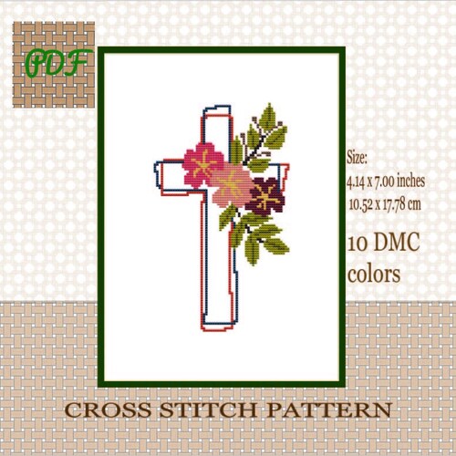 Religious Cross Stitch Christian Pattern With Flowers - Etsy