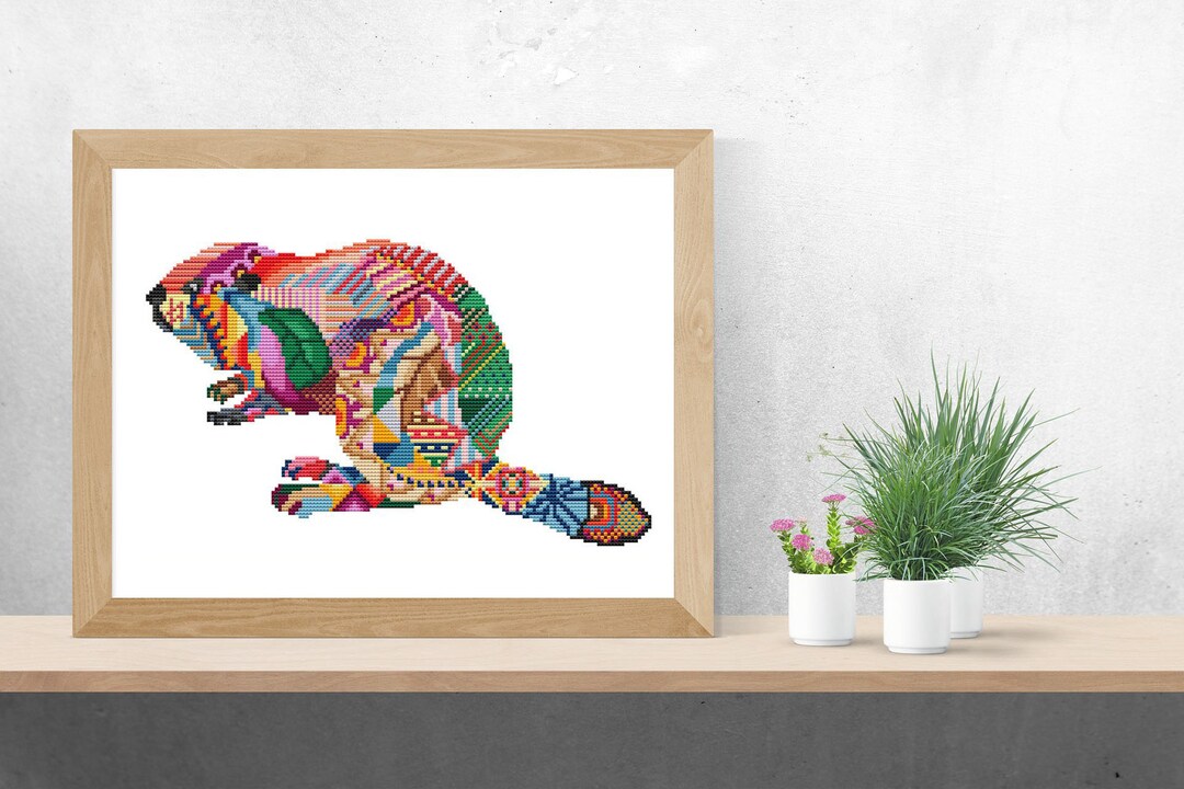 Beaver Cross Stitch Embroidery Forest Mandala Animal - Etsy Canada