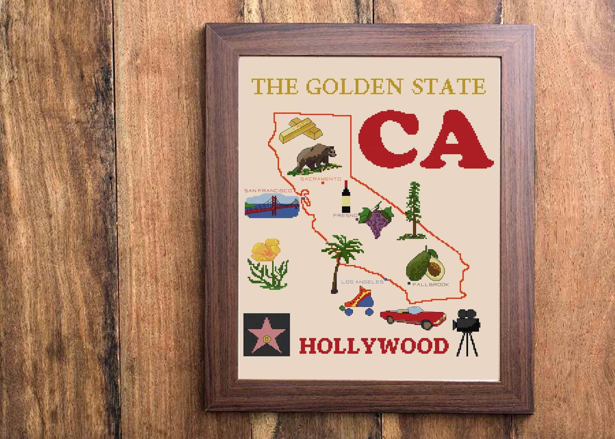 California State Map Cross Stitch - Etsy