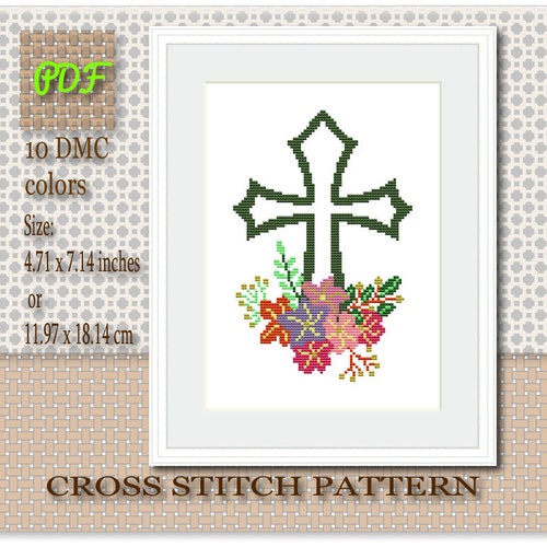 Religious Cross Stitch Christian Pattern With Flowers - Etsy