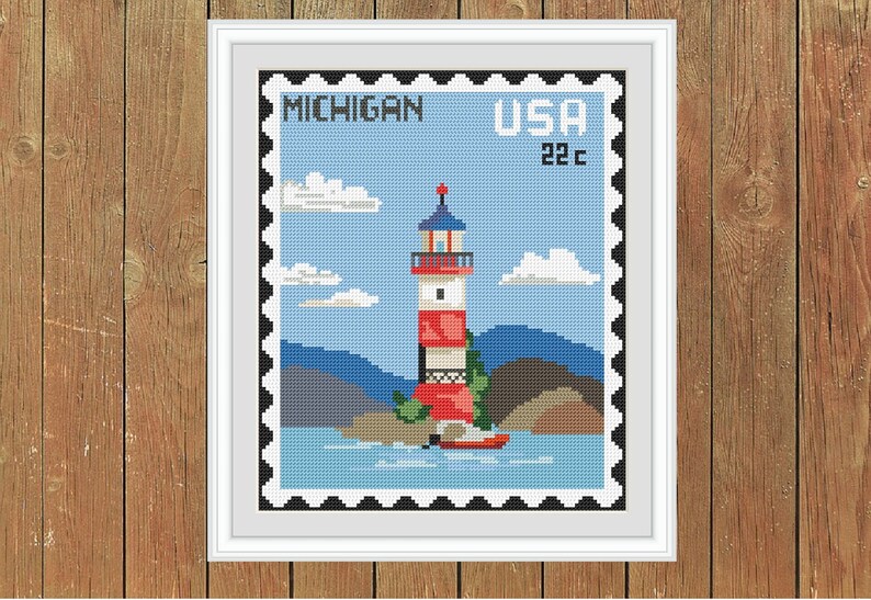 Lighthouse Cross Stitch Pattern Michigan Cross Stitch State - Etsy