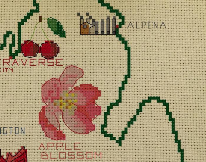 Michigan Map Cross Stitch Pattern Detailed Map DIY Chart for State ...