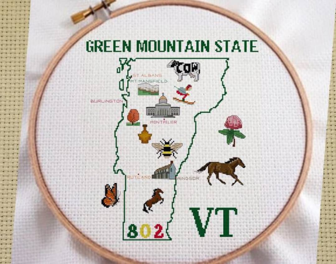Vermont Cross Stitch Pattern State Usa City Montpelier - Etsy