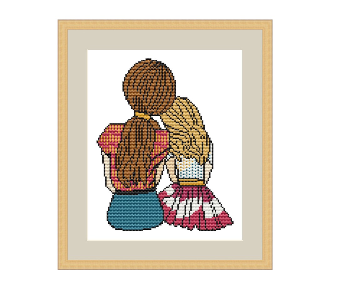 Mother & Daughter Cross Stitch Pattern: Beginner Family Gift (PDF ...