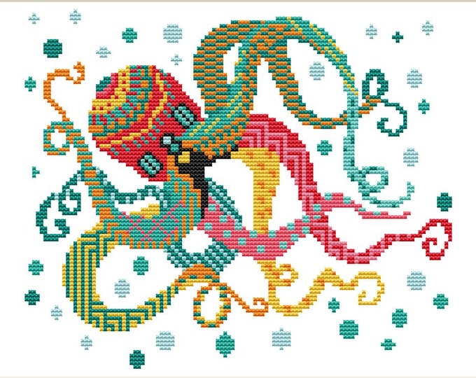 Octopus Cross Stitch Pattern, Ocean Cross Stitch Pattern, Sea Cross ...