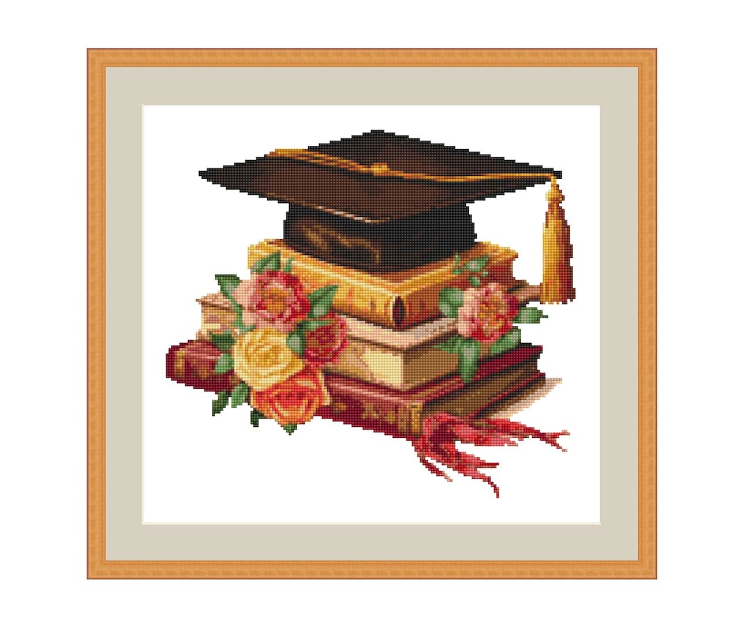 Graduation Cross Stitch Pattern College University High School Diy Gift ...