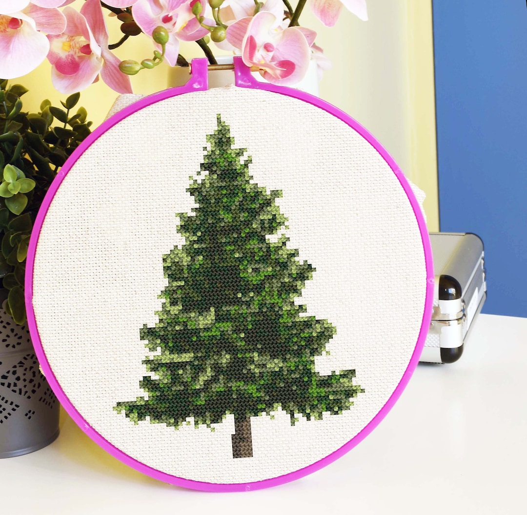Cross Stitch, Pine Tree, Christmas Tree, Counted Cross Stitch, Modern ...