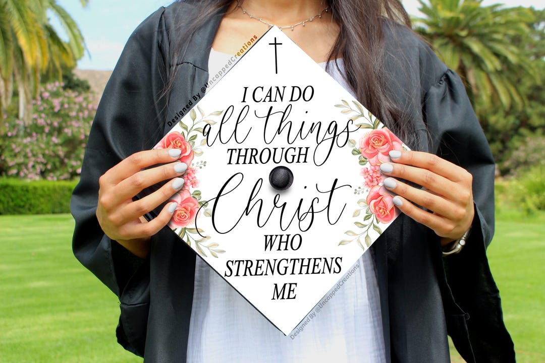 Bible Quote Grad Cap Design | CARDSTOCK Printed Cap Topper | Girly Grad ...