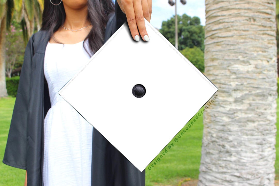 Blank White Graduation Cap | CARDSTOCK Grad Cap Topper | Last Minute ...