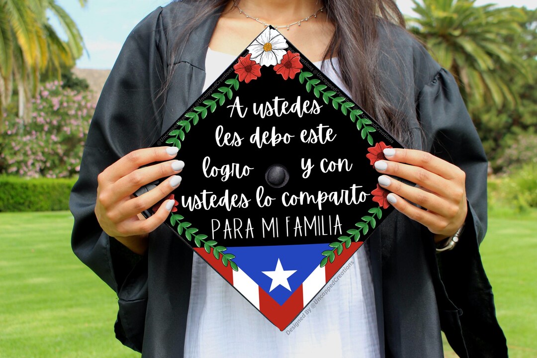 Puerto Rican Grad Cap Design CARDSTOCK Graduation Cap Design Red ...